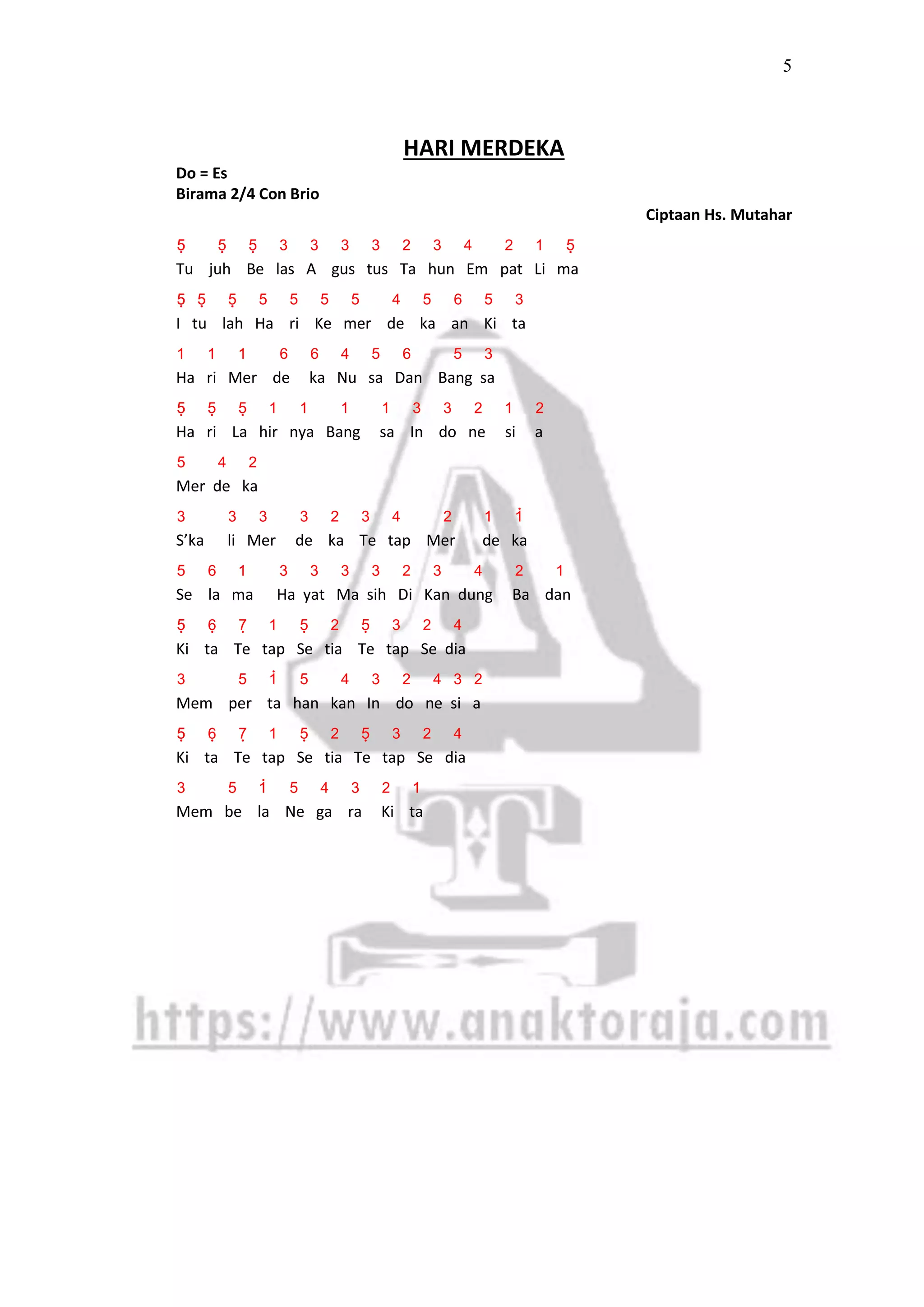 Not angka lagu nasional | PDF