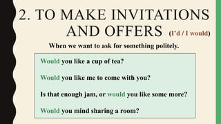 The auxiliar verb "would" and its different uses | PPT