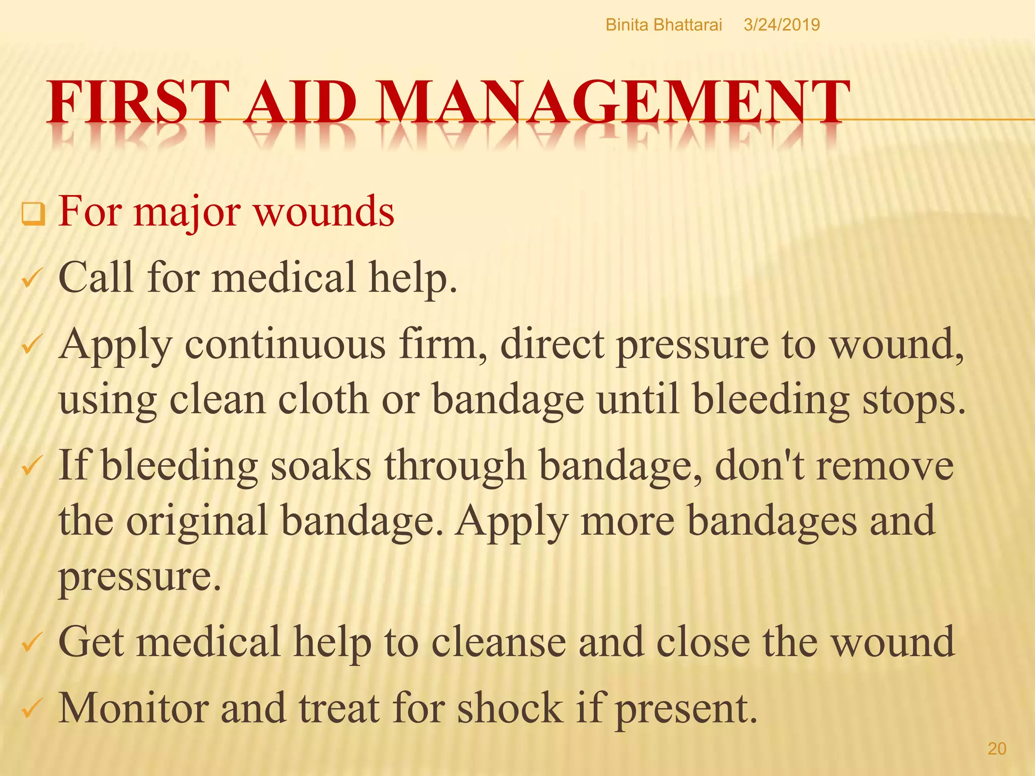 First aid management of Wound | PPTX