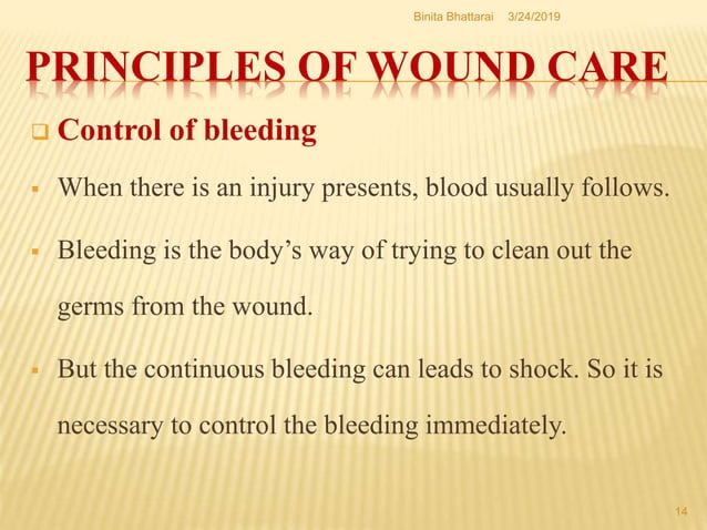 First aid management of Wound | PPTX | First Aid | Injuries