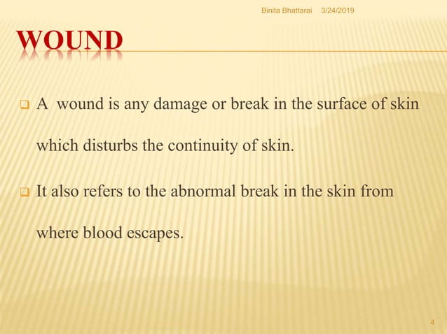 First aid management of Wound | PPTX | First Aid | Injuries