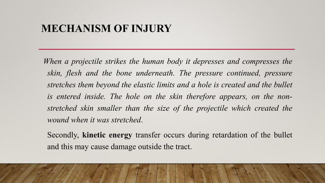 Wound Ballistics Of Rifled Firearm.pptx | First Aid | Injuries