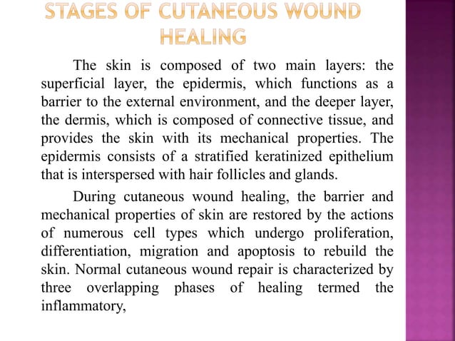 PROCESS OF WOUND HEALING BPHARM 2ND SEM PATHOPHYSIOLOGY.pptx | Skin and ...