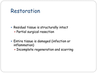 Wound healing and repair Repair/Healing : restoration of tissue ...