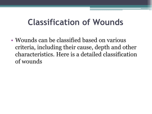 Wounds, types of wounds, wound healing process, complications of wound ...