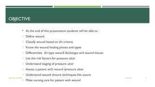 wound ; cause ,classification , healing phases ,pressure ulcer , wound ...