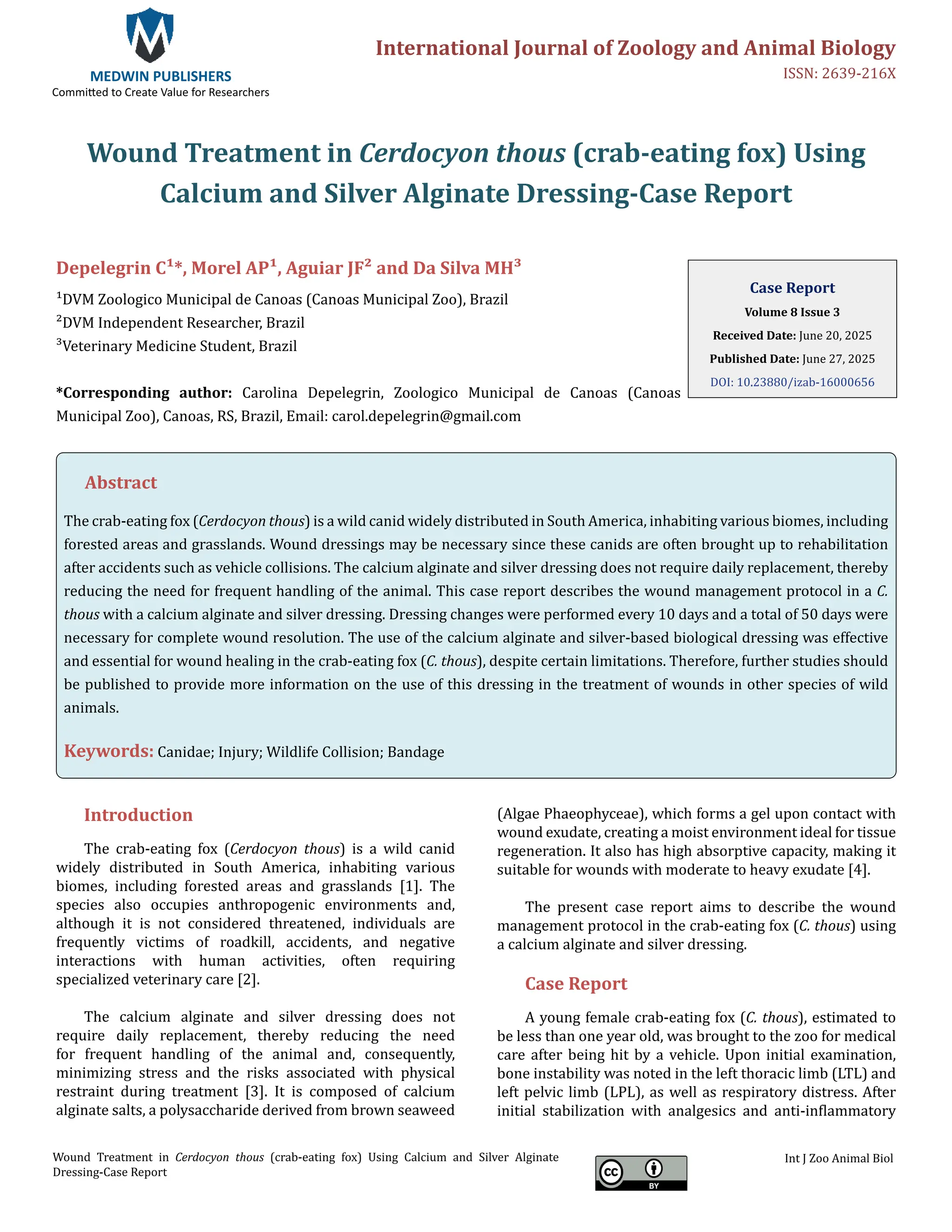 Wound Treatment in Cerdocyon thous (crab-eating fox) Using.pdf