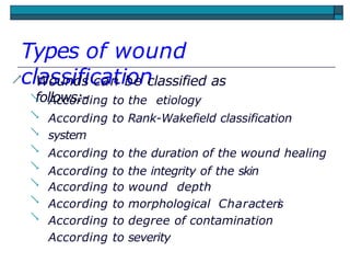 Wound (Types, Factors affecting healing and Management).pptx