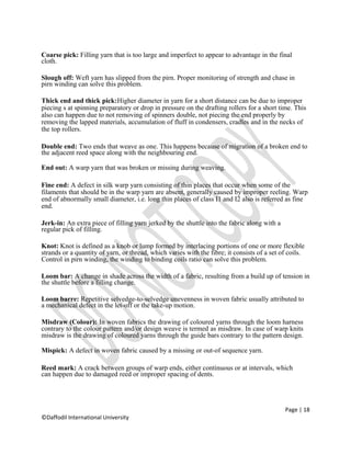 Woven Fabric faults and it's remedies | DOC