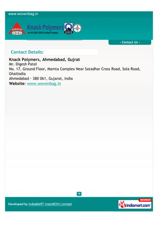 Knack Polymers, Ahmedabad, Polypropylene Woven Sack | PDF