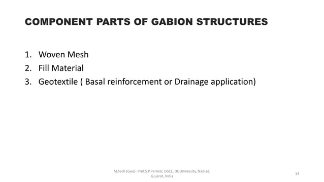 GABIONS -MESH FACED RETAINING STRUCTURES .pptx | Civil Engineering Industry | Industries