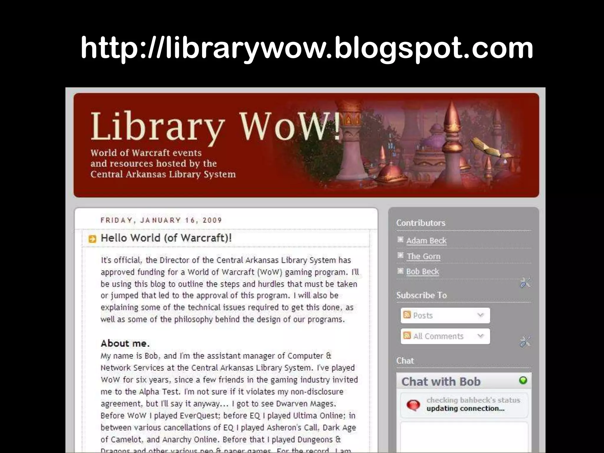 World of Warcraft Computers in Libraries 2010 | PPTX