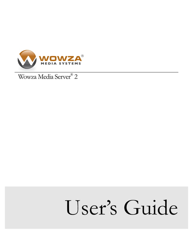 Wowza mediaserver usersguide | PDF