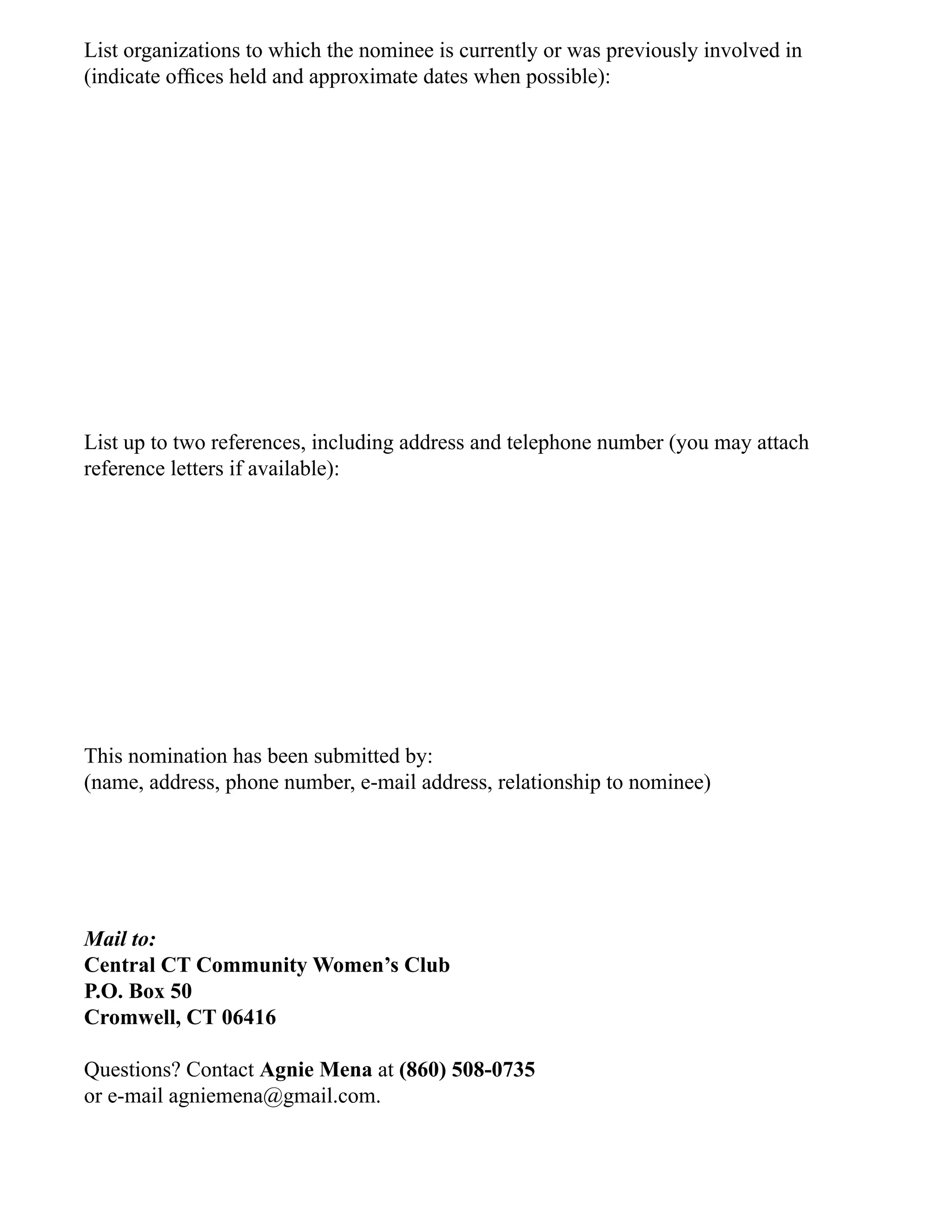 CCCWC Woman of the Year Application | PDF