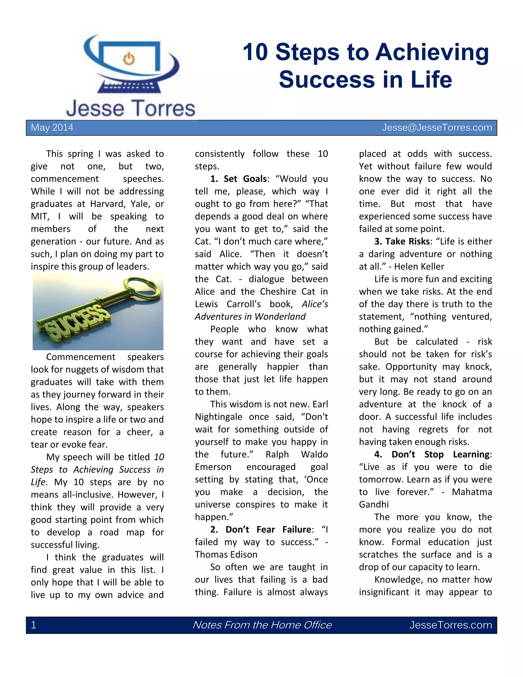 10 Steps to Achieving Success in Life | PDF