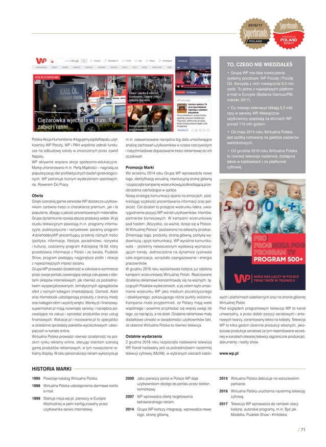 Case study marki WP z Albumu Superbrands Polska 2017 | PDF