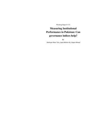 Measuring Institutional Performance: Can governance indices help? | PDF ...