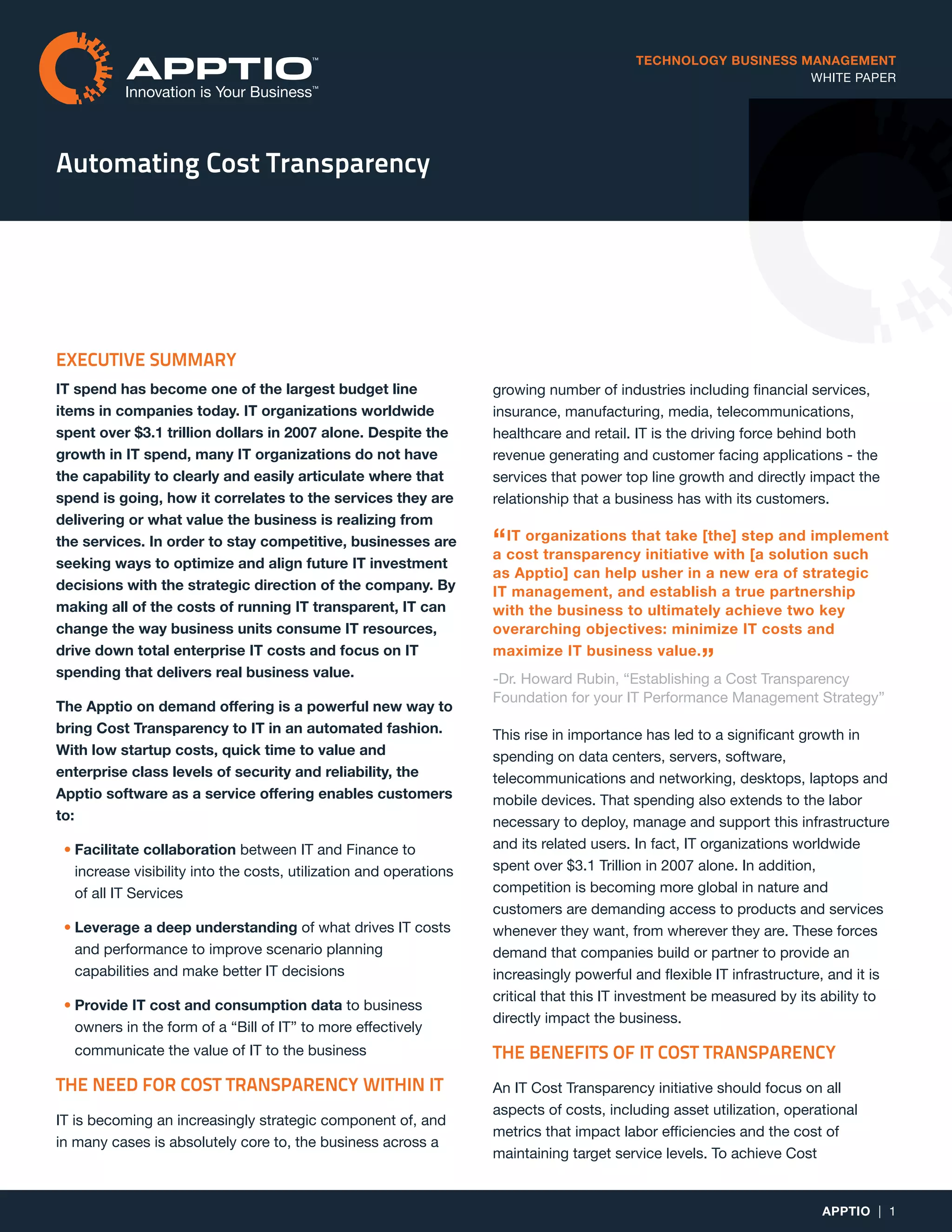 White Paper: Automating IT Cost Transparency | PDF