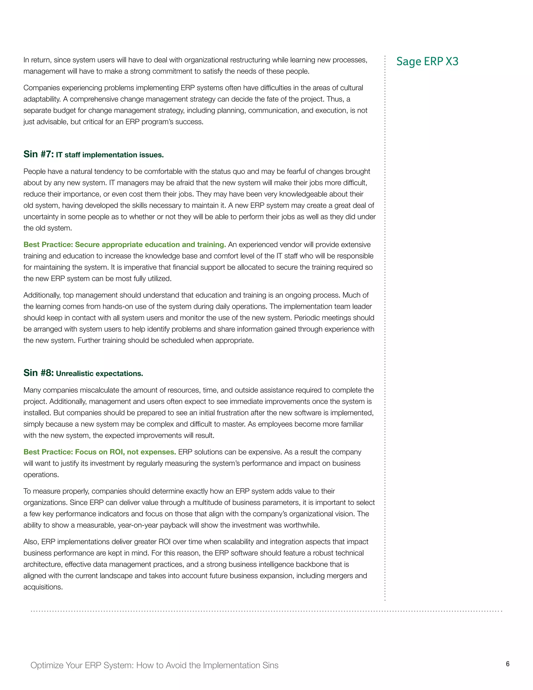 Optimize Your ERP System: How to Avoid the Implementation Sins | PDF