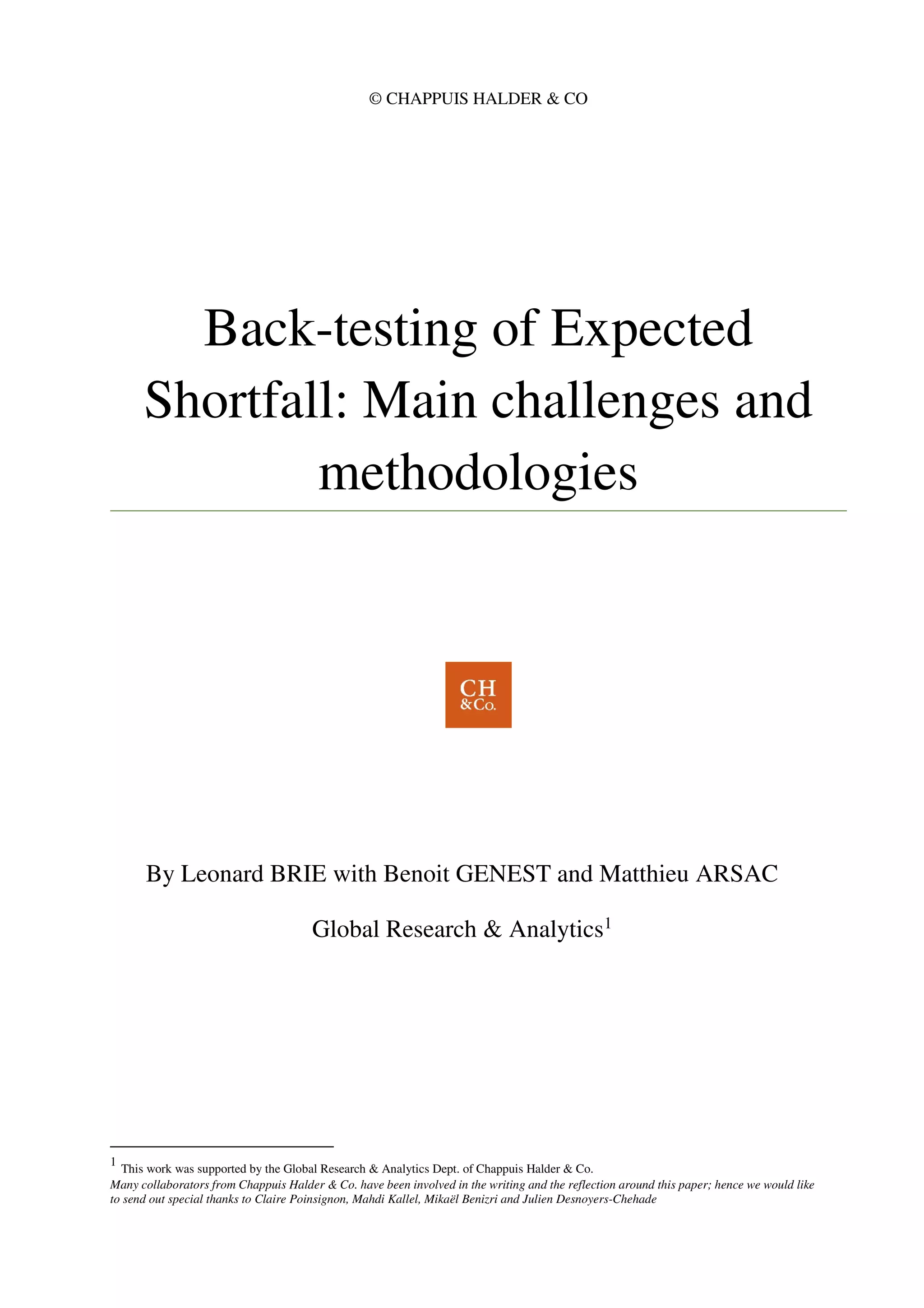 Expected shortfall-back testing | PDF | Business Accounting & Finance ...
