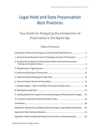 Legal Hold and Data Preservation Best Practices | PDF