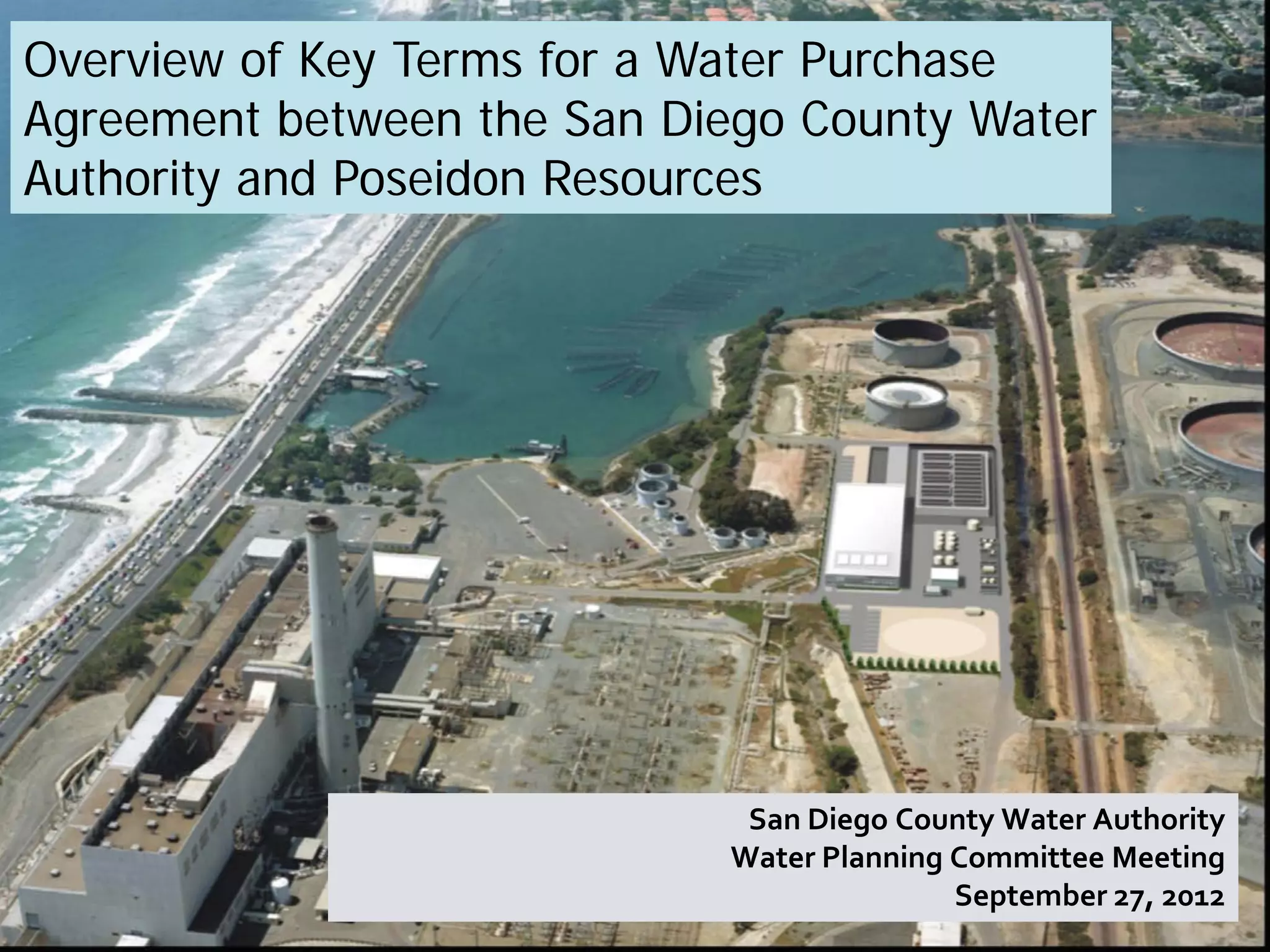 Overview of Key Terms for a Water Purchase Agreement between the San ...