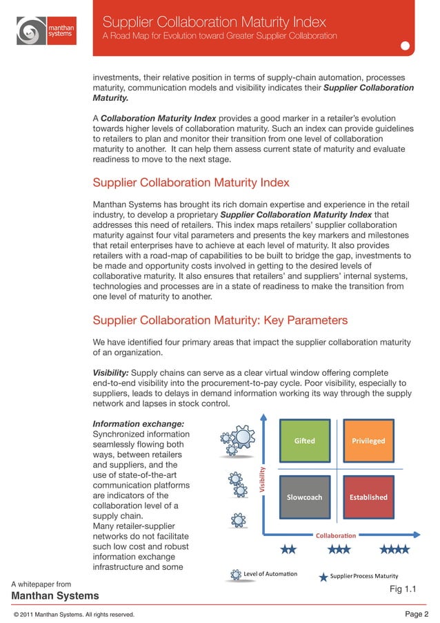 Whitepaper: Supplier Collaboration Maturity Index - A Road Map for Evolution toward Greater ...