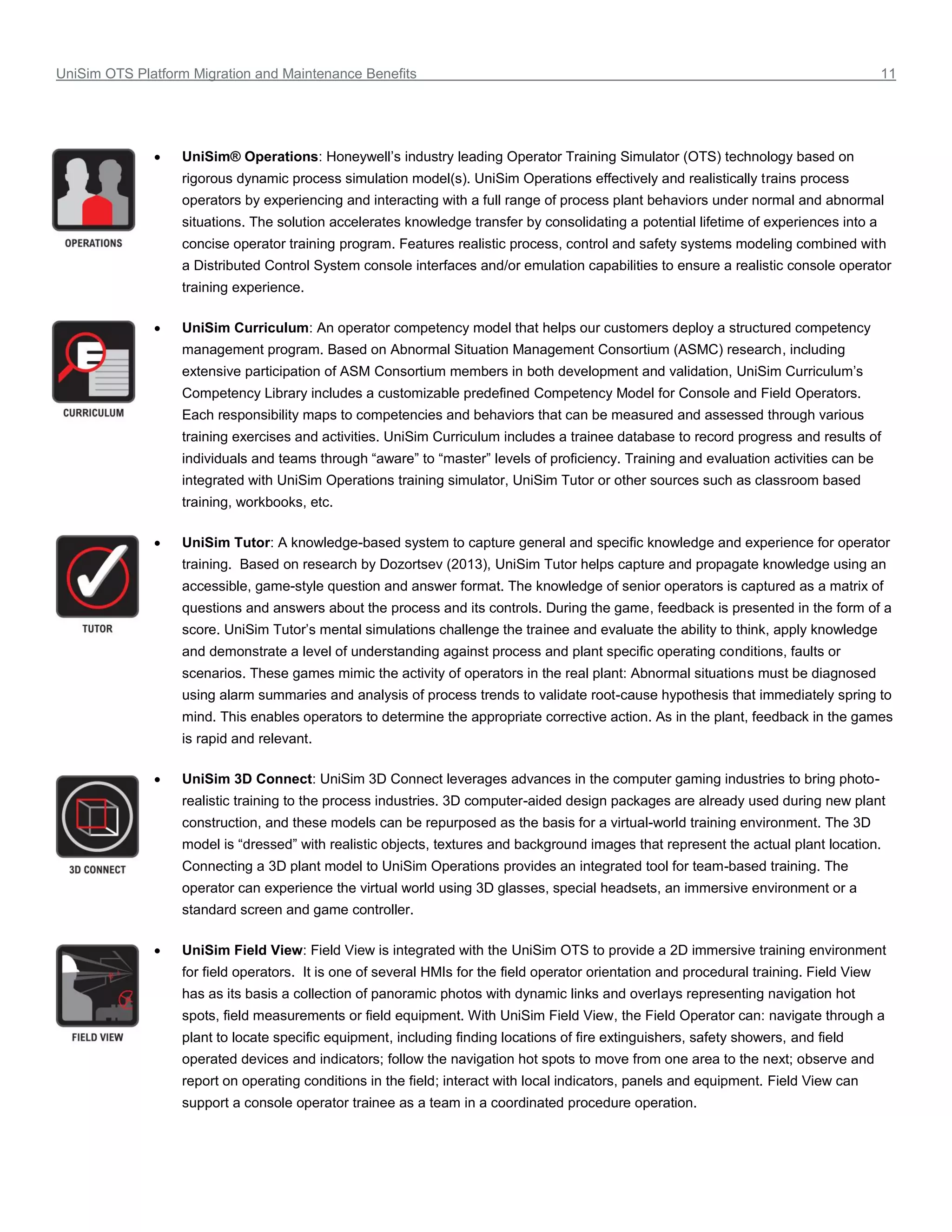 UniSim OTS Platform Migration and Maintenance Benefits | PDF