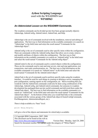 Wp100963 jython scripting with wsadmin tutorial | PDF