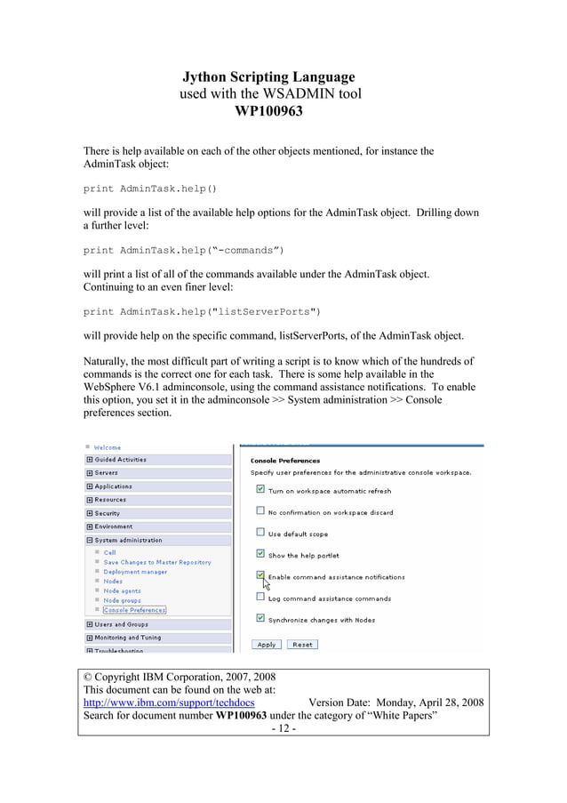 Wp100963 Jython Scripting With Wsadmin Tutorial 