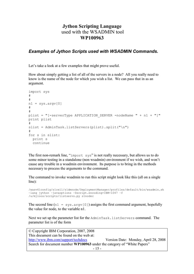 Wp100963 Jython Scripting With Wsadmin Tutorial