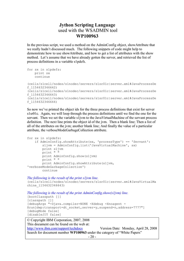 Wp100963 Jython Scripting With Wsadmin Tutorial 