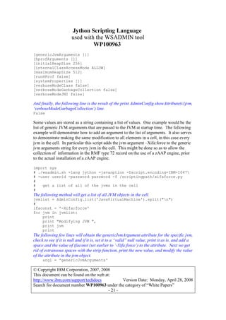 Wp100963 jython scripting with wsadmin tutorial | PDF