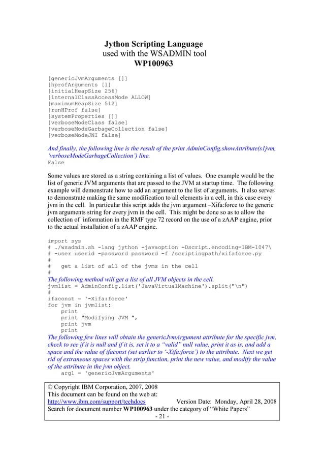 Wp100963 Jython Scripting With Wsadmin Tutorial 