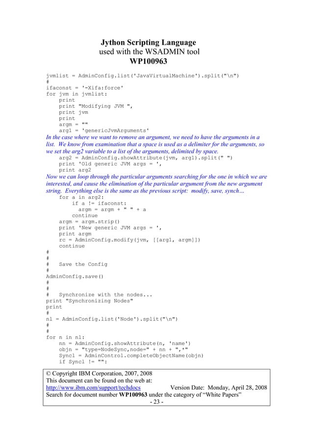 Wp100963 Jython Scripting With Wsadmin Tutorial 