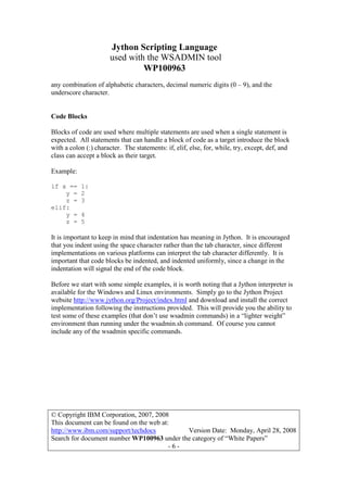 Wp100963 jython scripting with wsadmin tutorial | PDF