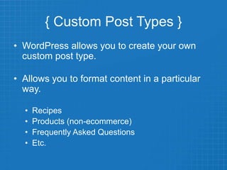 WP 101 - Custom Fields & Post Types | PPT