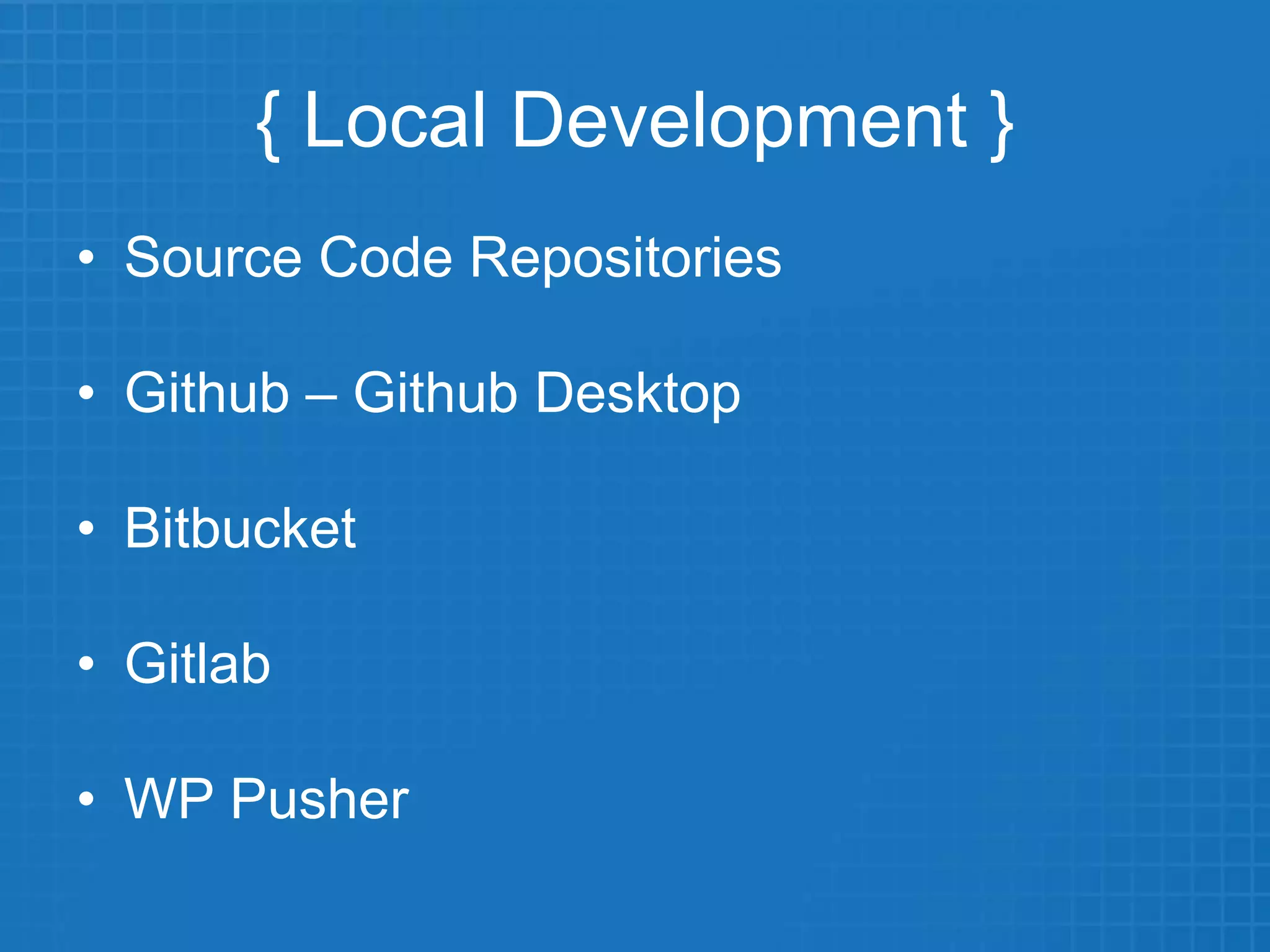 WP 101 - Local Development - Themes and Plugins | PPT
