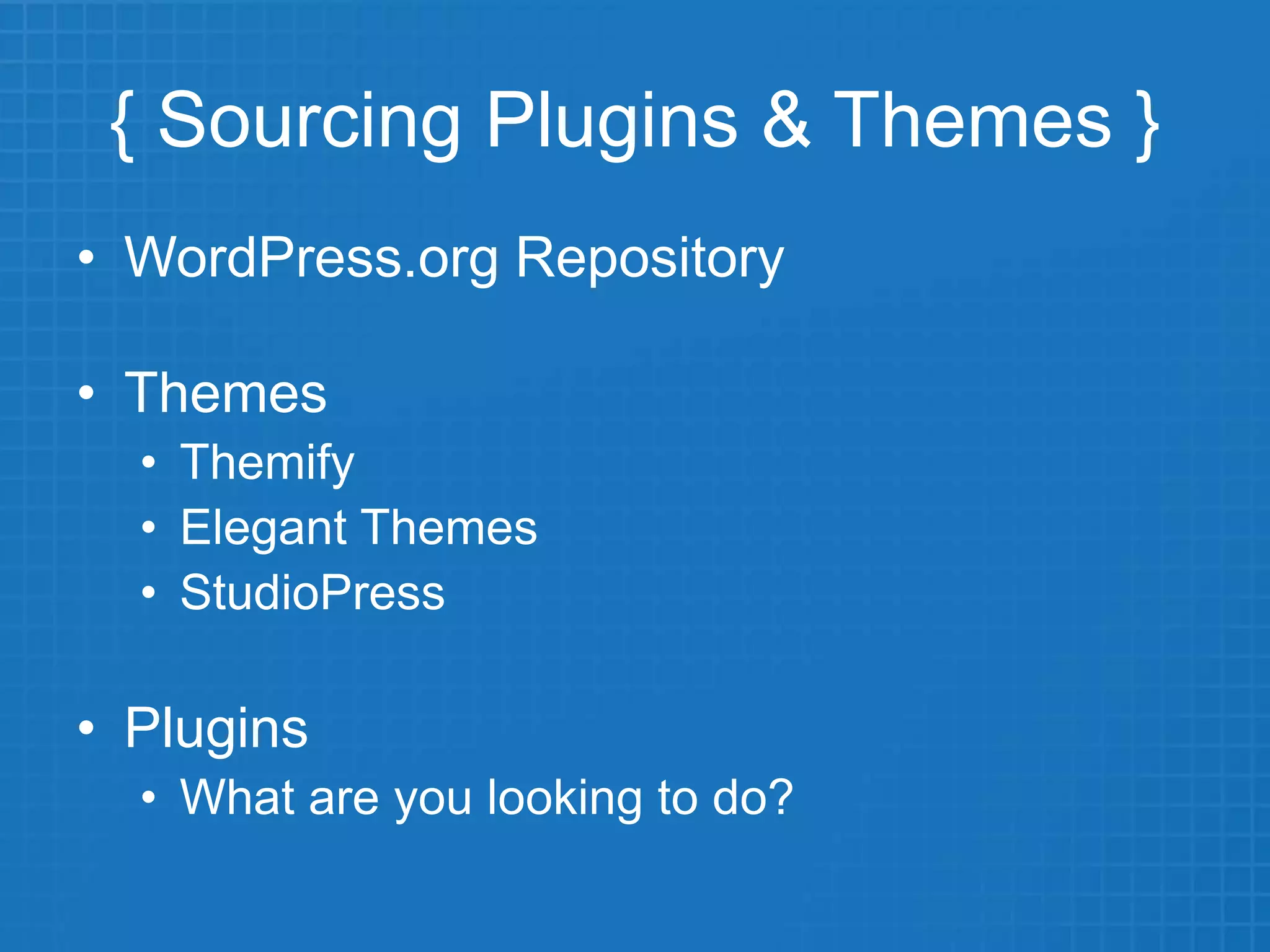 WP101 - Themes and Plugins | PPT