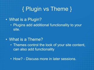 WP101 - Themes and Plugins | PPT