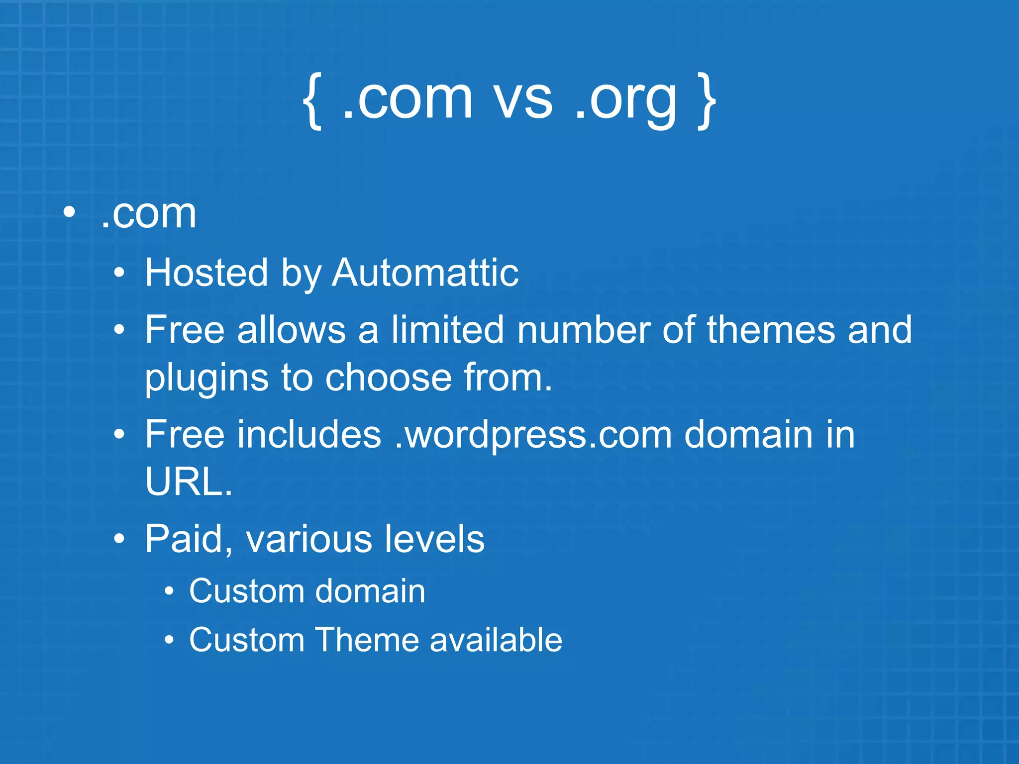 WP 101 - WordPress Basics | PPTX | Internet | Computing
