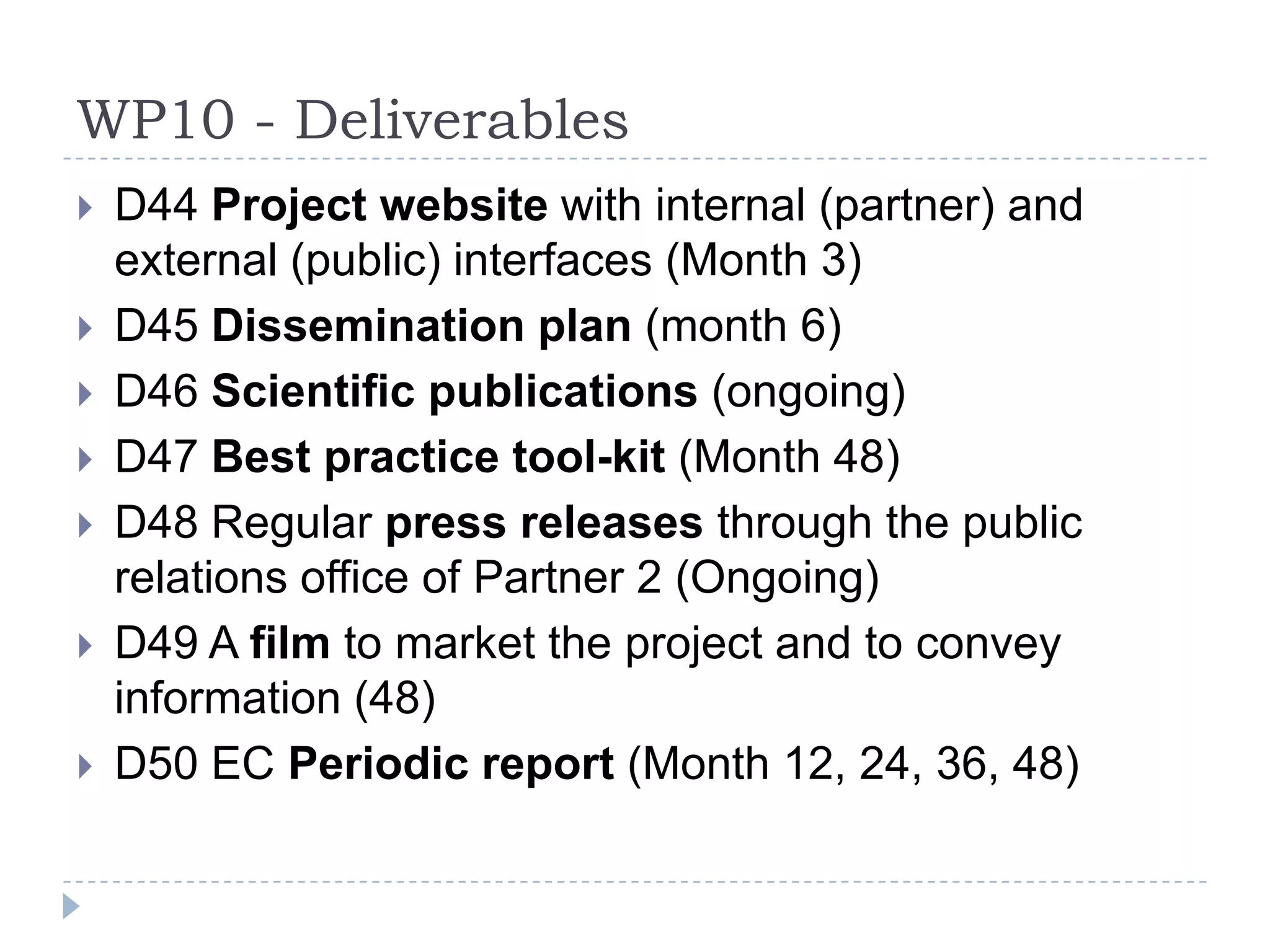 Work Package 10 - DIssemination | PPTX