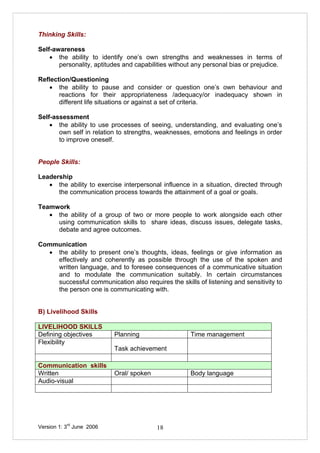 Wp15 life & livelihood skills final 030606 | PDF