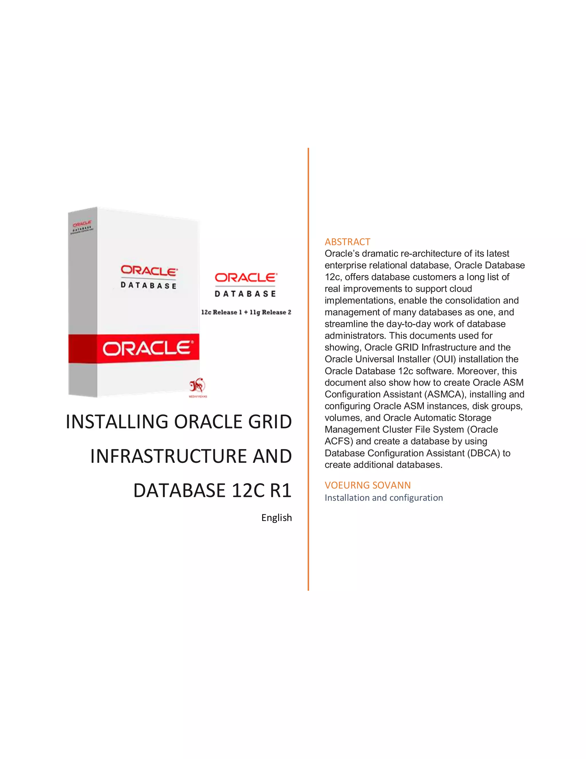 Installing Oracle Grid Infrastructure And Database 12c R1 Pdf