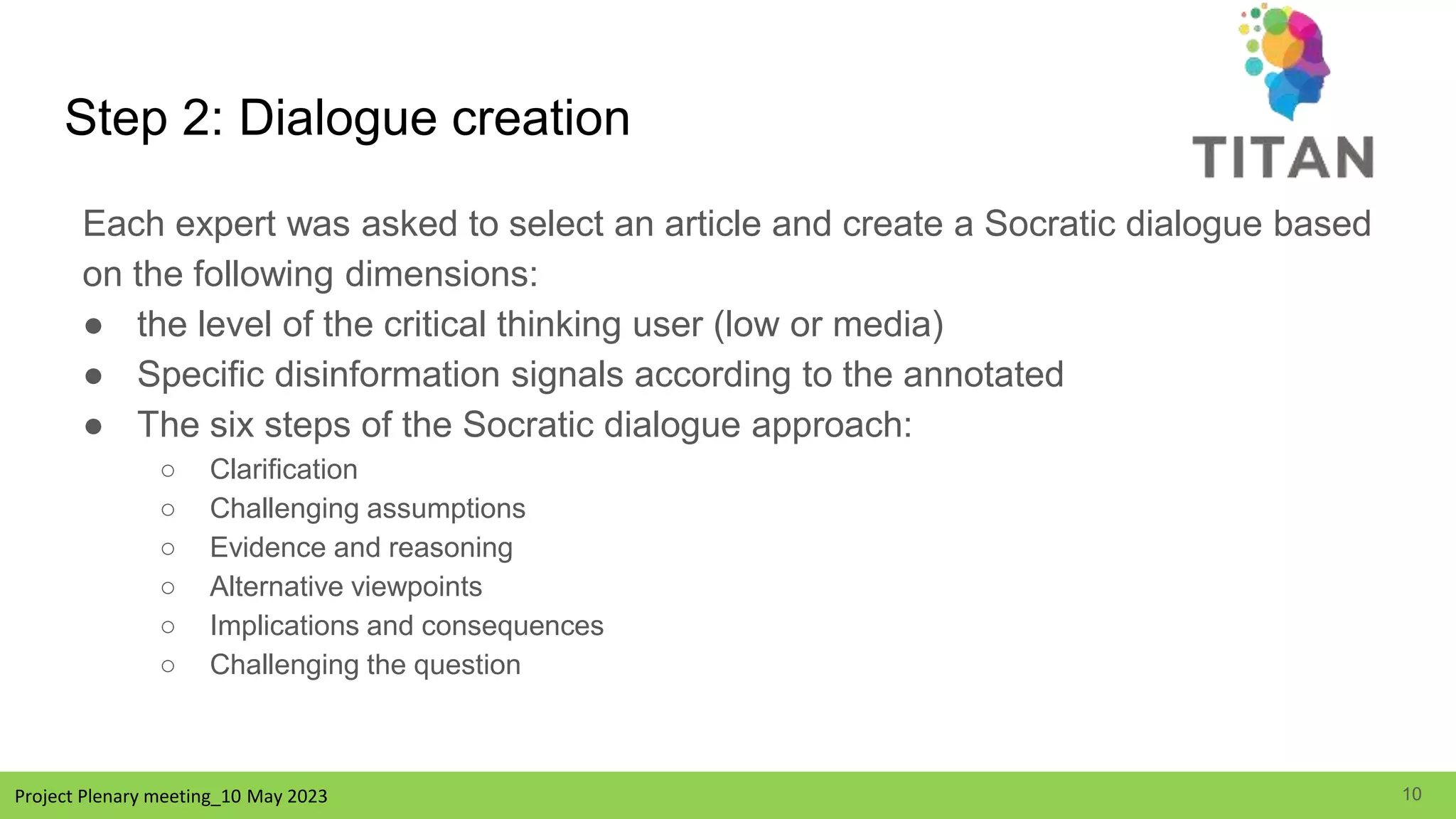 Examples of Socratic Dialogues for Reaching Conclusions on ...