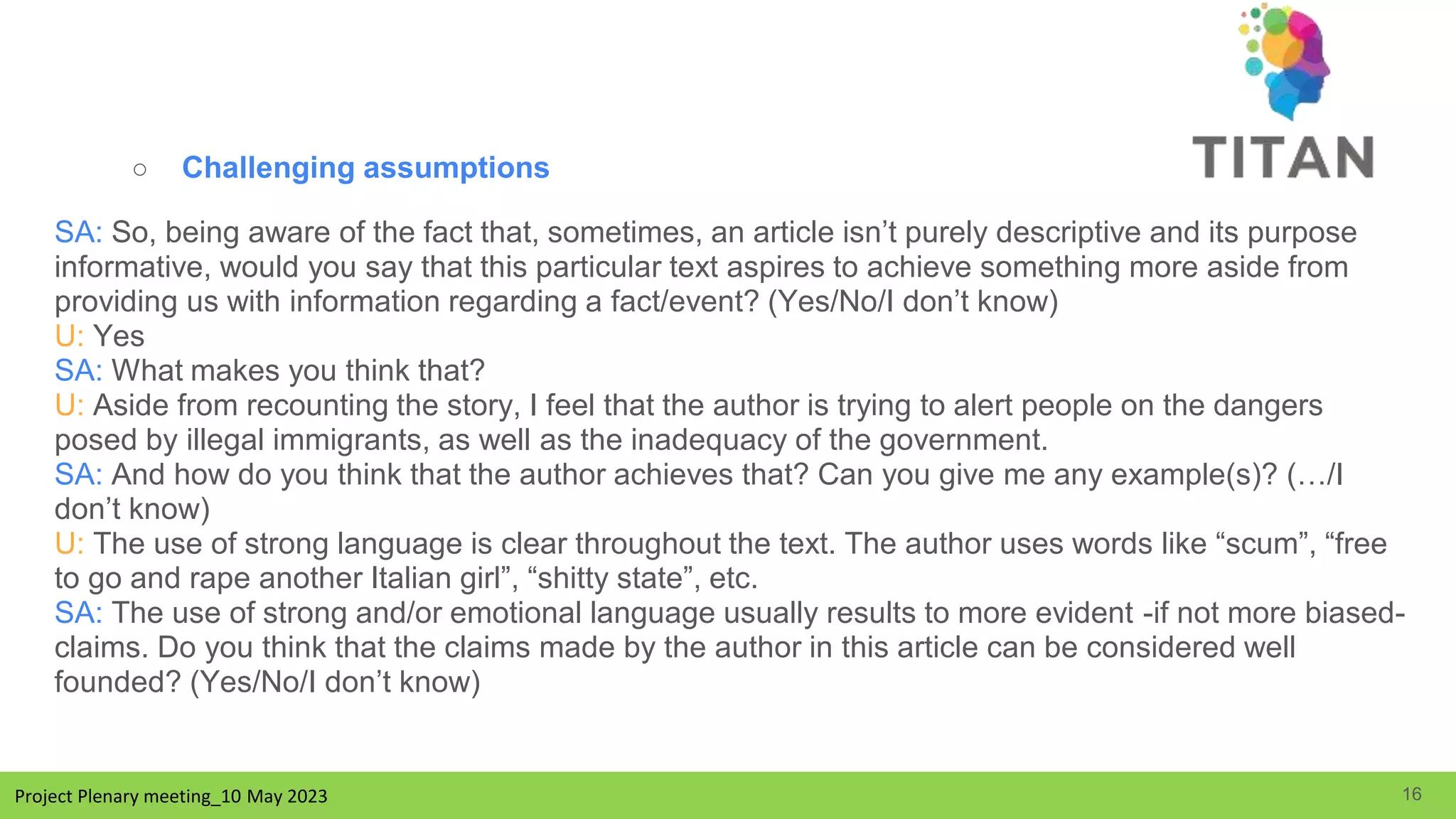 Examples of Socratic Dialogues for Reaching Conclusions on ...