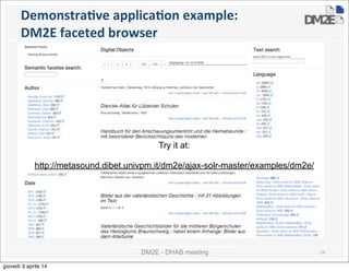 DM2E DHAB meeting: WP3 Report Scholarly research platform | PPT