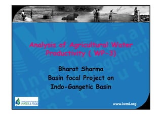 Analysis of agricultural water productivity in the Indo-Ganges Basin | PPT