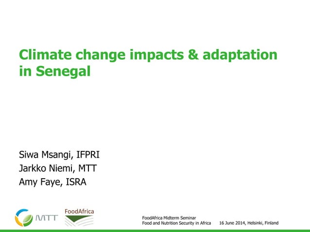 Food and Nutrition Security in Africa, Climate change impacts ...