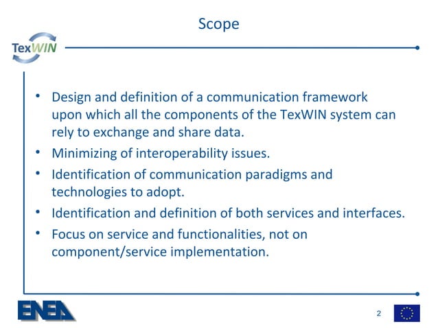 Communication framework Texwin final review ( textile, plastics ...
